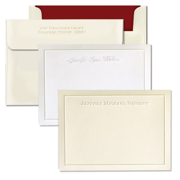 Embossed Border Correspondence Card | Embossed Bordered Flat Cards