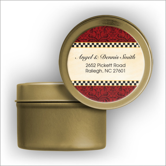 Checkers 2 Square Address Labels Tin