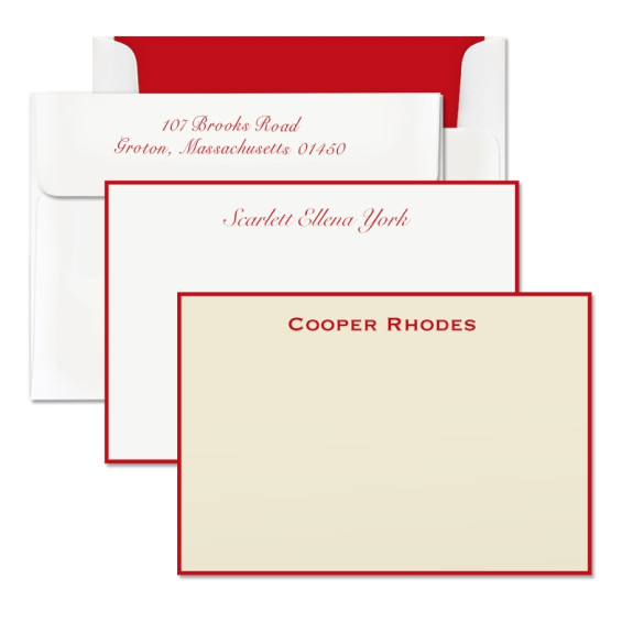Classic Red Hand-Bordered Flat Cards | Red Hand Bordered Correspondence ...