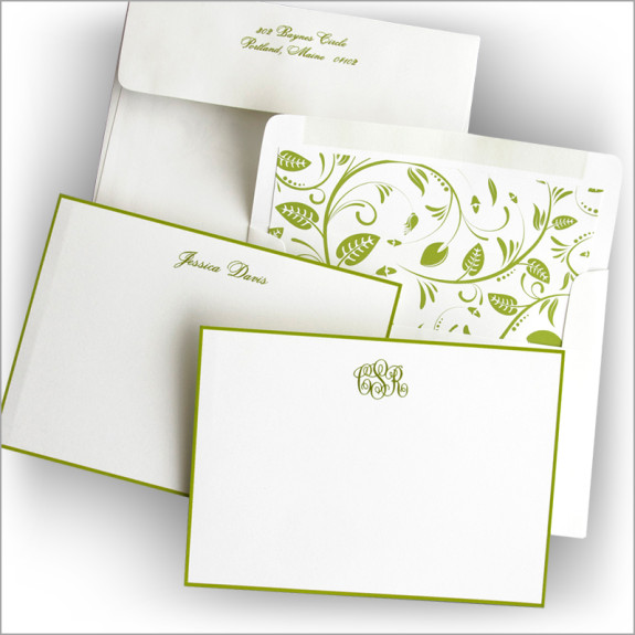 Apple Green Hand Bordered Correspondence Cards | Personalized ...