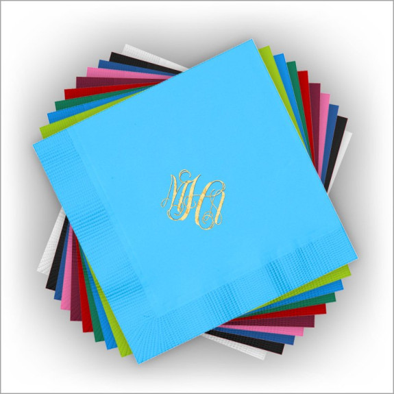DYO Color Luncheon Napkins - with Monogram - Foil Stamped