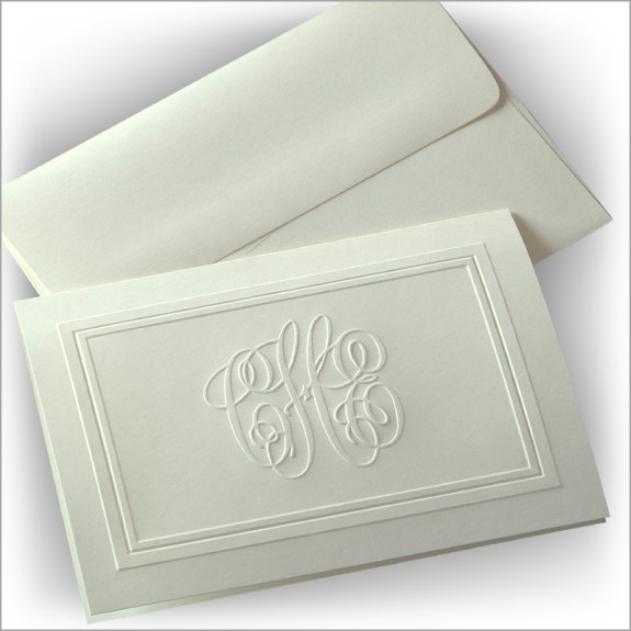 Embossed Monogram Notes | Embossed Monogram Fold Notes