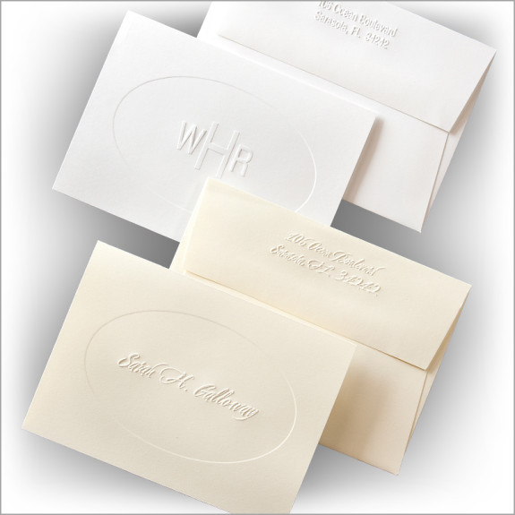 Embossed Oval Informal Notes | Embossed Oval Fold Notes