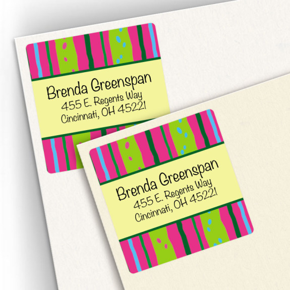 Neon Stripes Square Address Labels