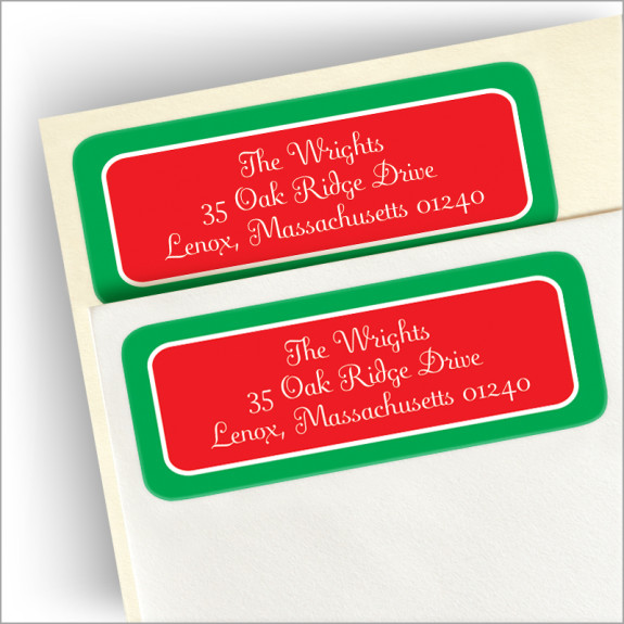 Red/Green Border Return Address Label