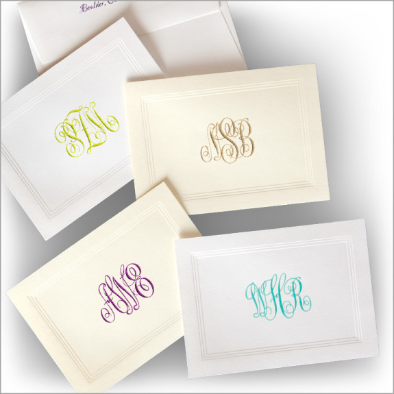 Versatile Triple Beveled Border Notes - Monogram